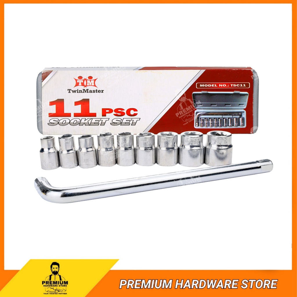 TWINMASTER 11Pcs Box Socket Set L Handle Box Socket Wrench Set Socket ...
