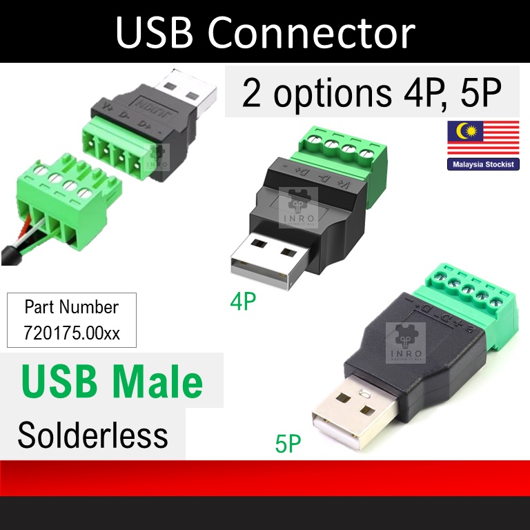 [USB Solderless] USB 4P 5P Solderless Connector | Shopee Malaysia