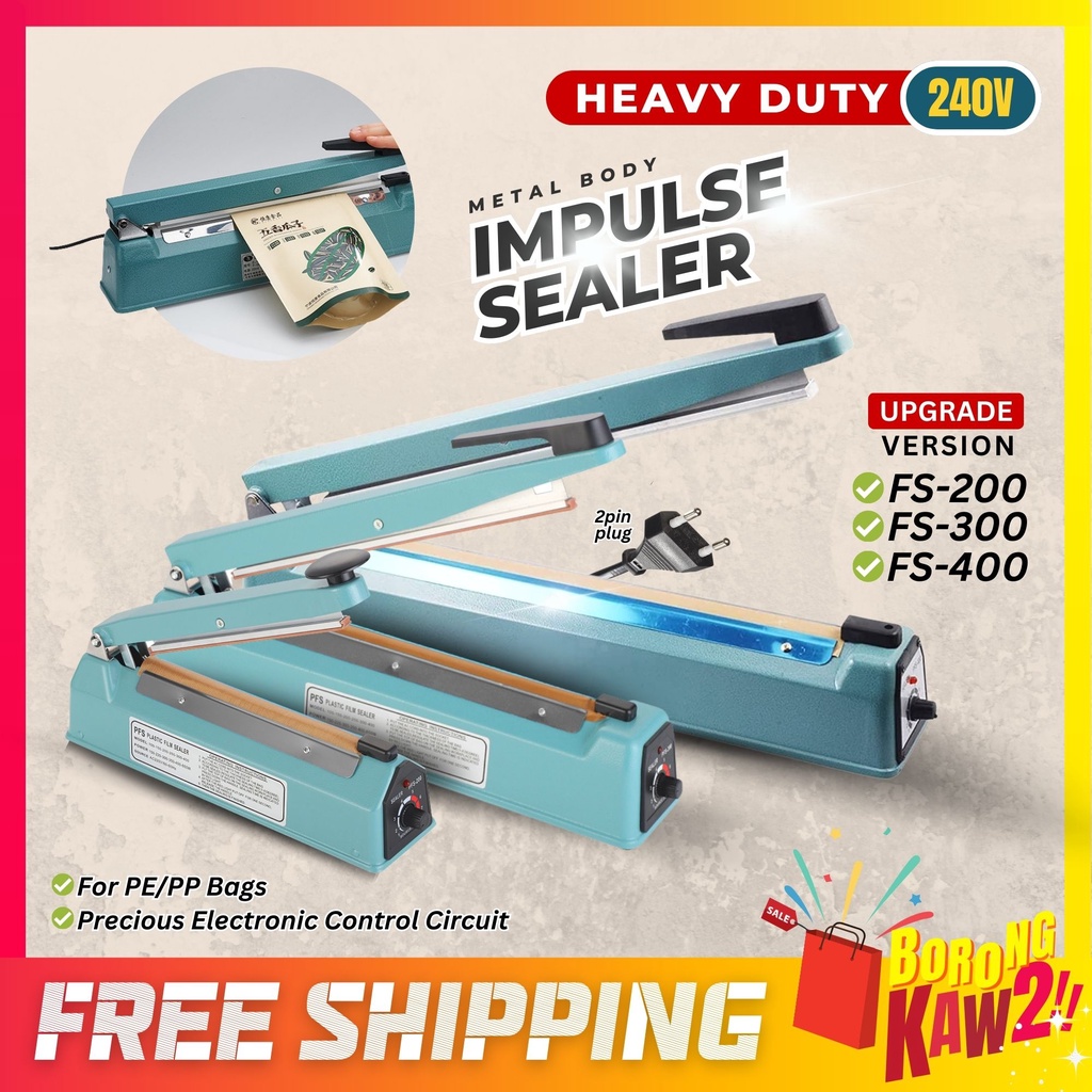FS-200 / FS-300 / FS-400 Impulse Sealer Heavy Duty ( Metal Body ) for ...