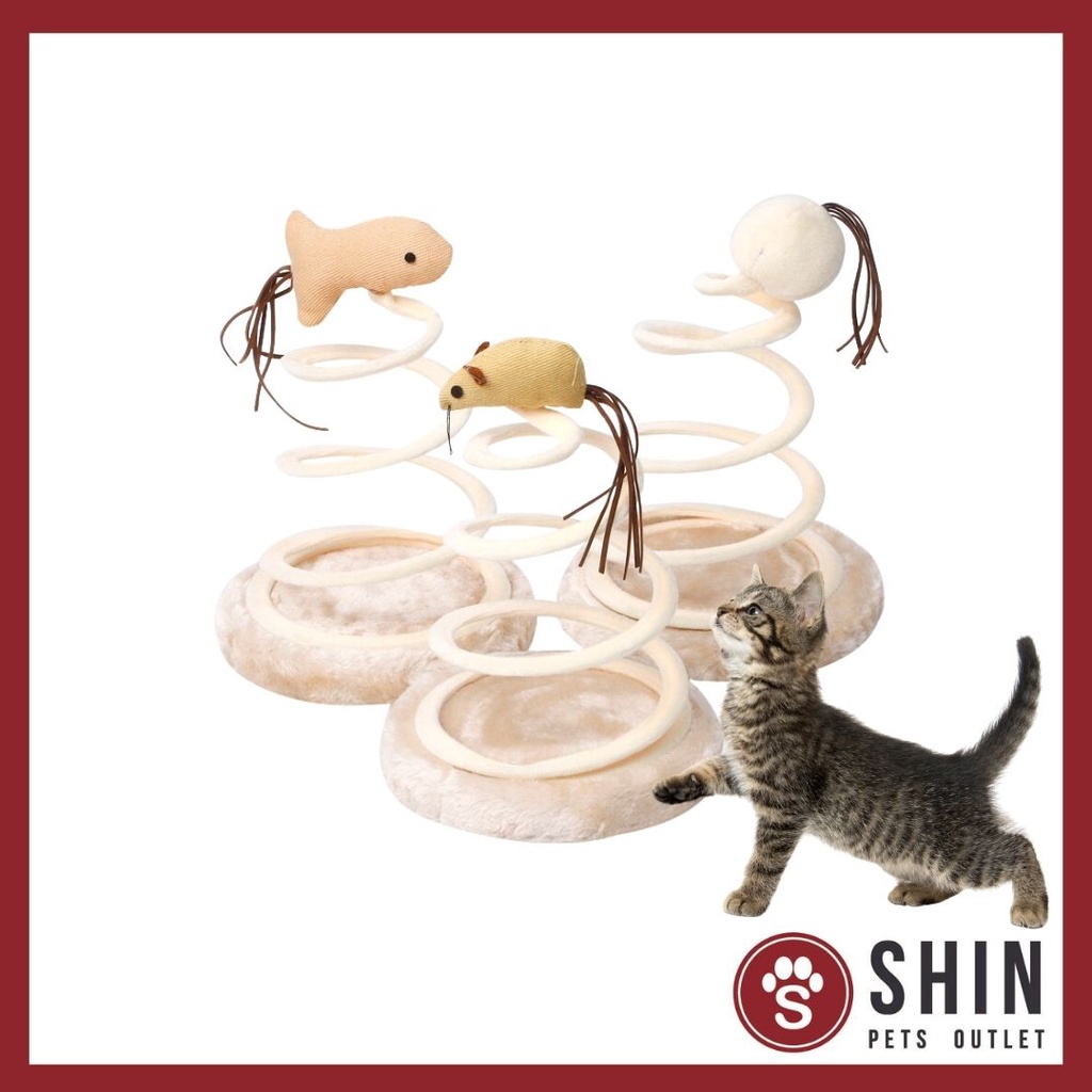 Pet Plush Spiral Spring Mouse Fish Cat Toy /Mainan Kucing- Random ...
