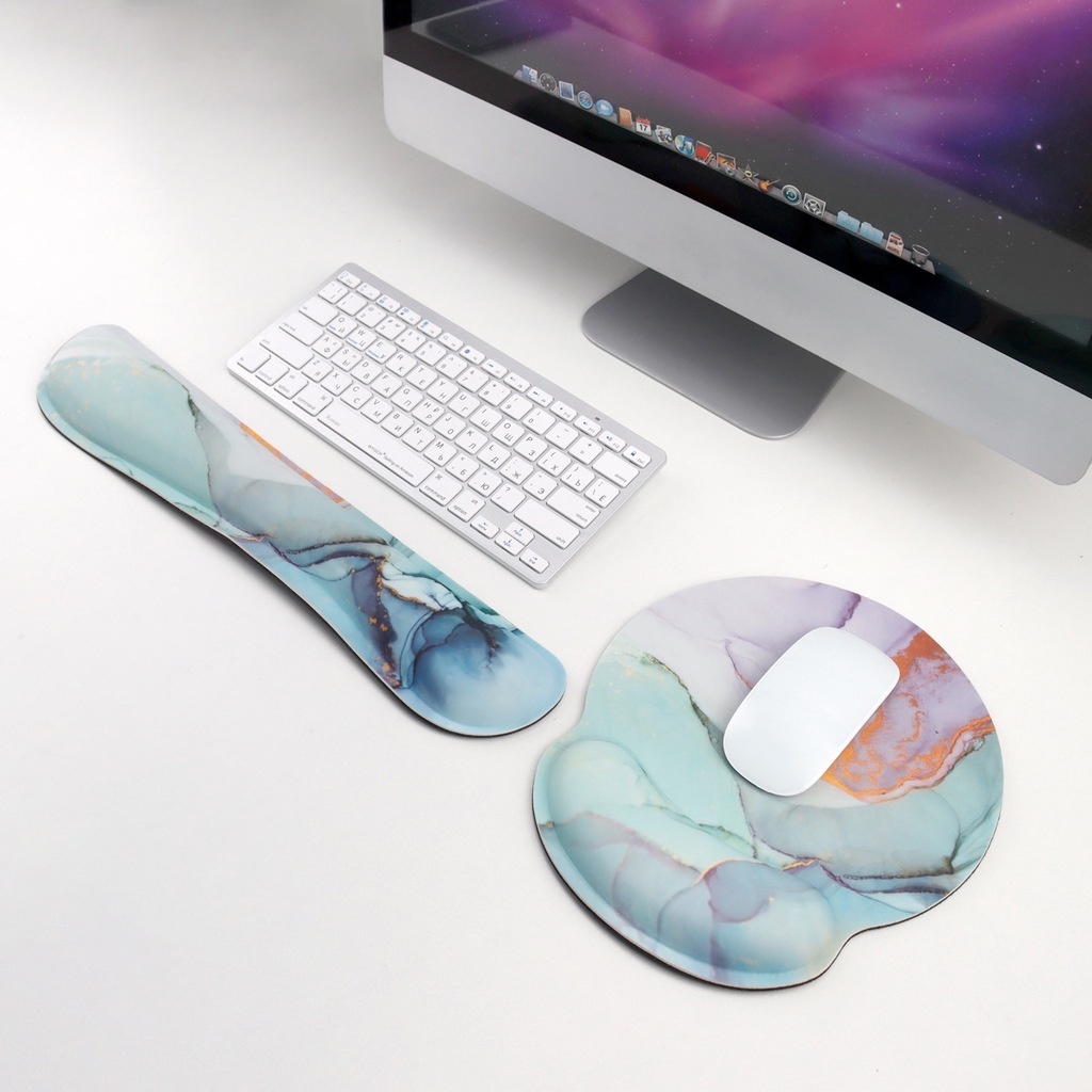 Golden Emerald Stone Mouse Pad + Keyboard Pad Set Wrist Rest Support ...