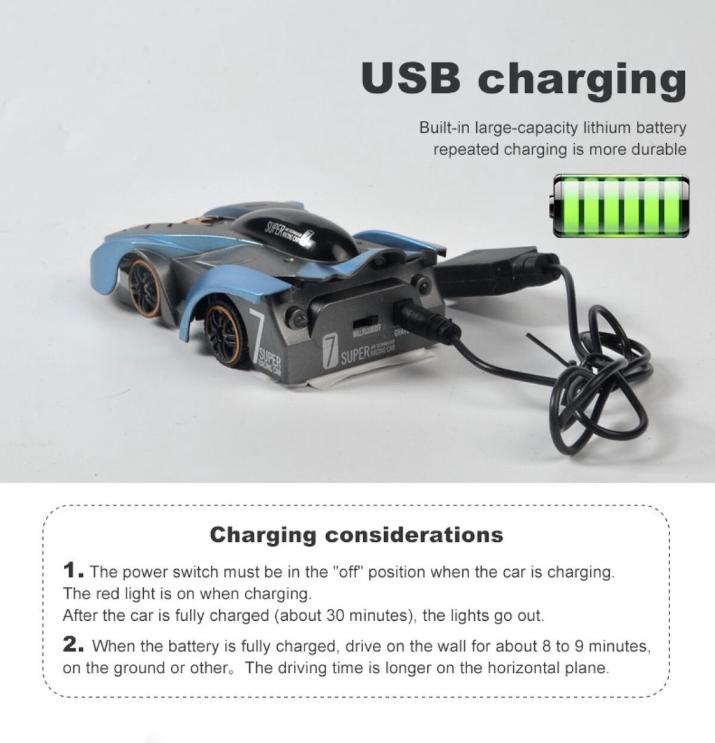 Zero Gravity Sprint RC Car Wall Climber, Red USB Micro B Rechargeable ...