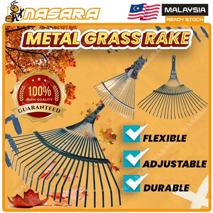 Nasara 22 Teeth Heavy Duty Metal Grass Rake Crawler Garden Rake Head ...