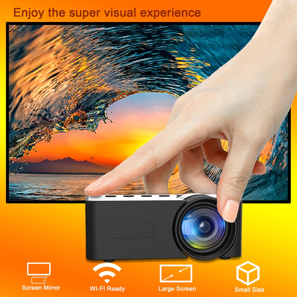YT100 Mini Projector Mobile Video Wifi Smart Portable Home Theater Wireless Multiscreen IPhone ...