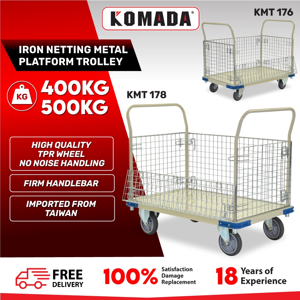 KOMADA™ 400/500KG Full Iron Net Trolley Iron Netting Trolley Flatbed ...