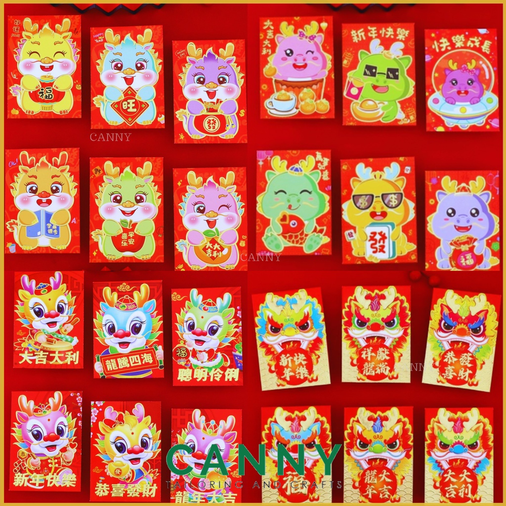 [ 2024 ] 6PCS CHINESE NEW YEAR CUTE DRAGON ANGPAU / MONEY PACKET ...