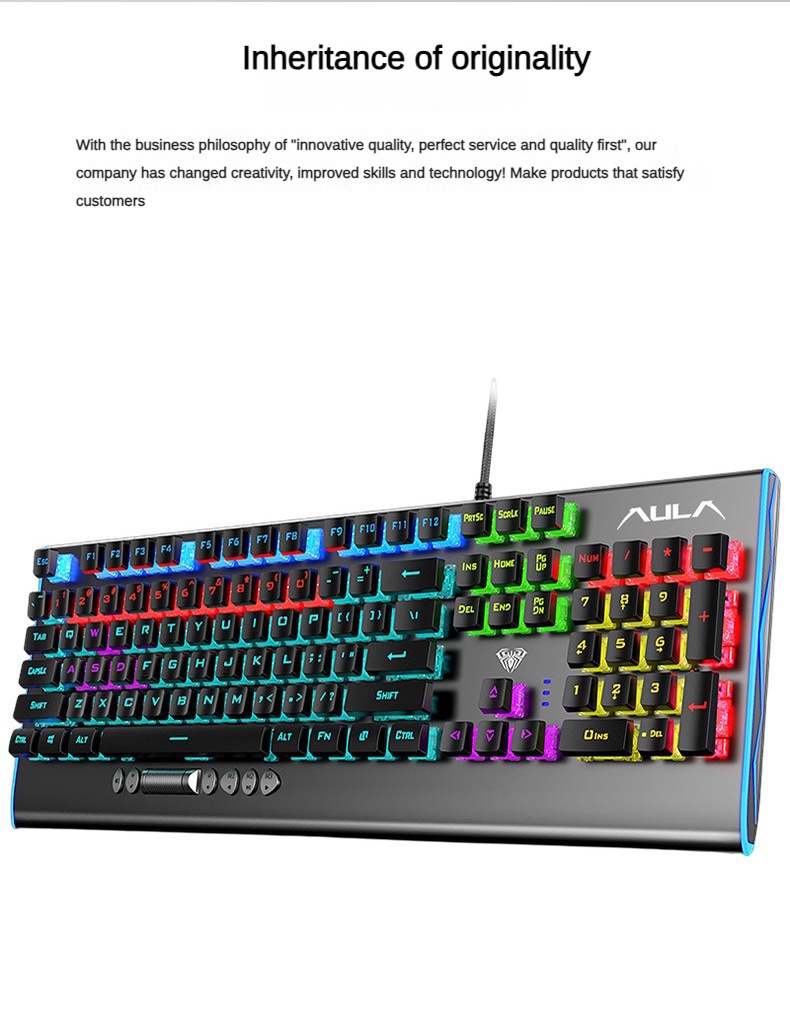 AULA Mechanical Keyboard, Blue Switch USB Wired Laptop, Desktop ...