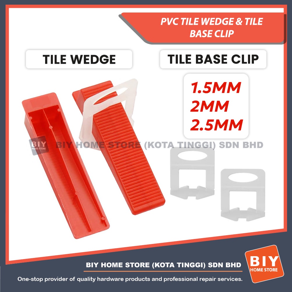 PVC TILE WEDGE & TILE BASE CLIP (1.5MM/ 2MM/ 2.5MM) (100PCS) TILE ...