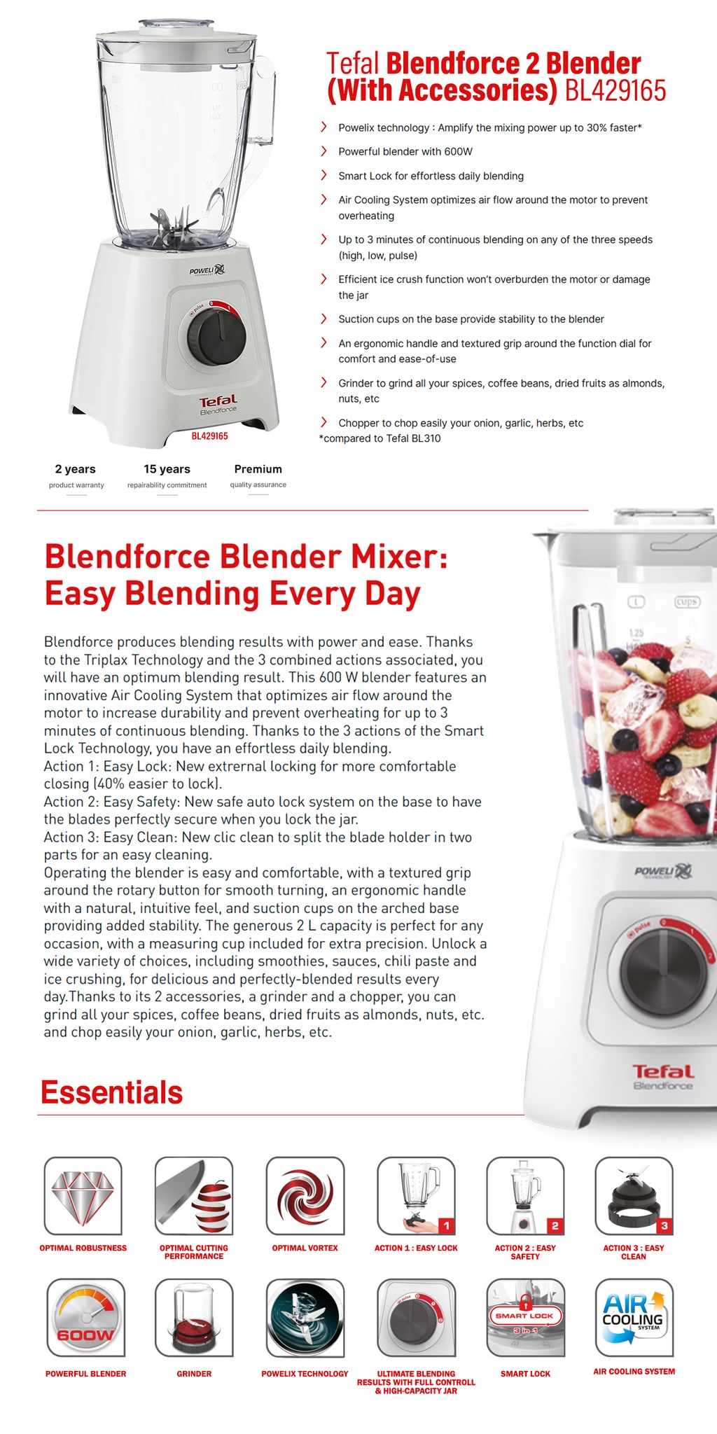 Tefal Blendforce 2 Blender Grinder Chopper BL429165 BL4291 BL429 | Shopee Malaysia