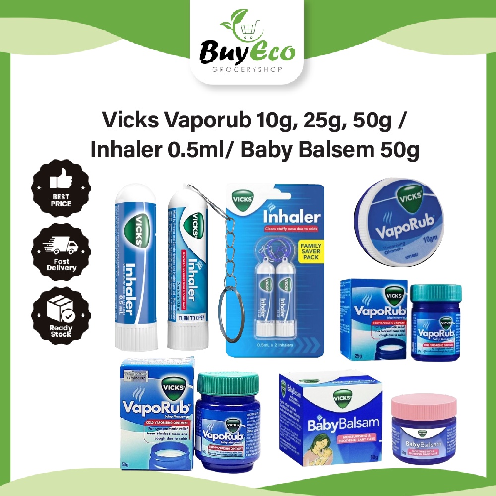 Vicks Vaporub 10g-50g/Baby Balsam 50g/Inhaler/Inhaler with KeyChain/Inhaler KeyChain Twin Pack ...
