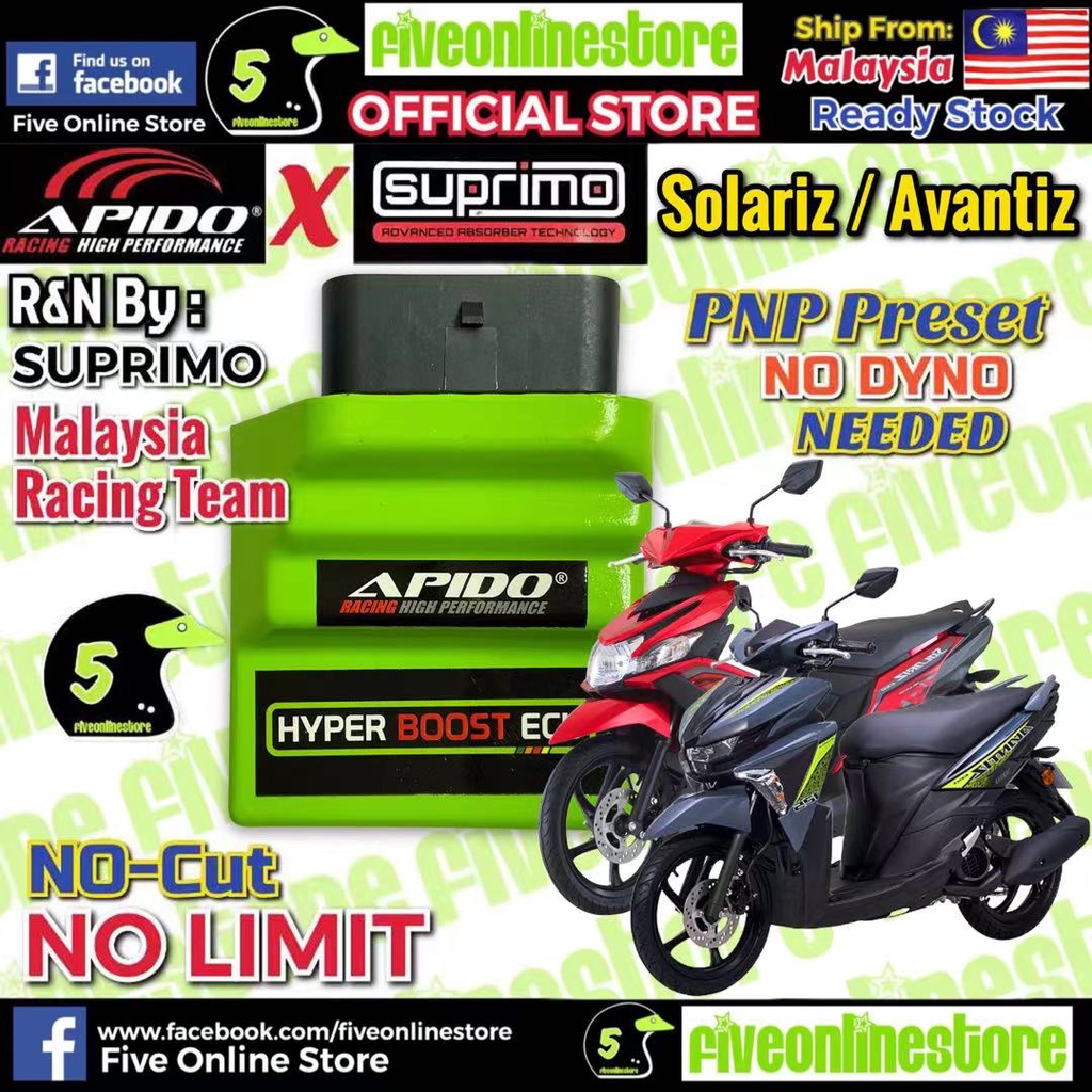 Solariz Avantiz Apido X Suprimo Racing Hyper Boost ECU PNP No Dyno No Cut OFF Top Speed Powered ...