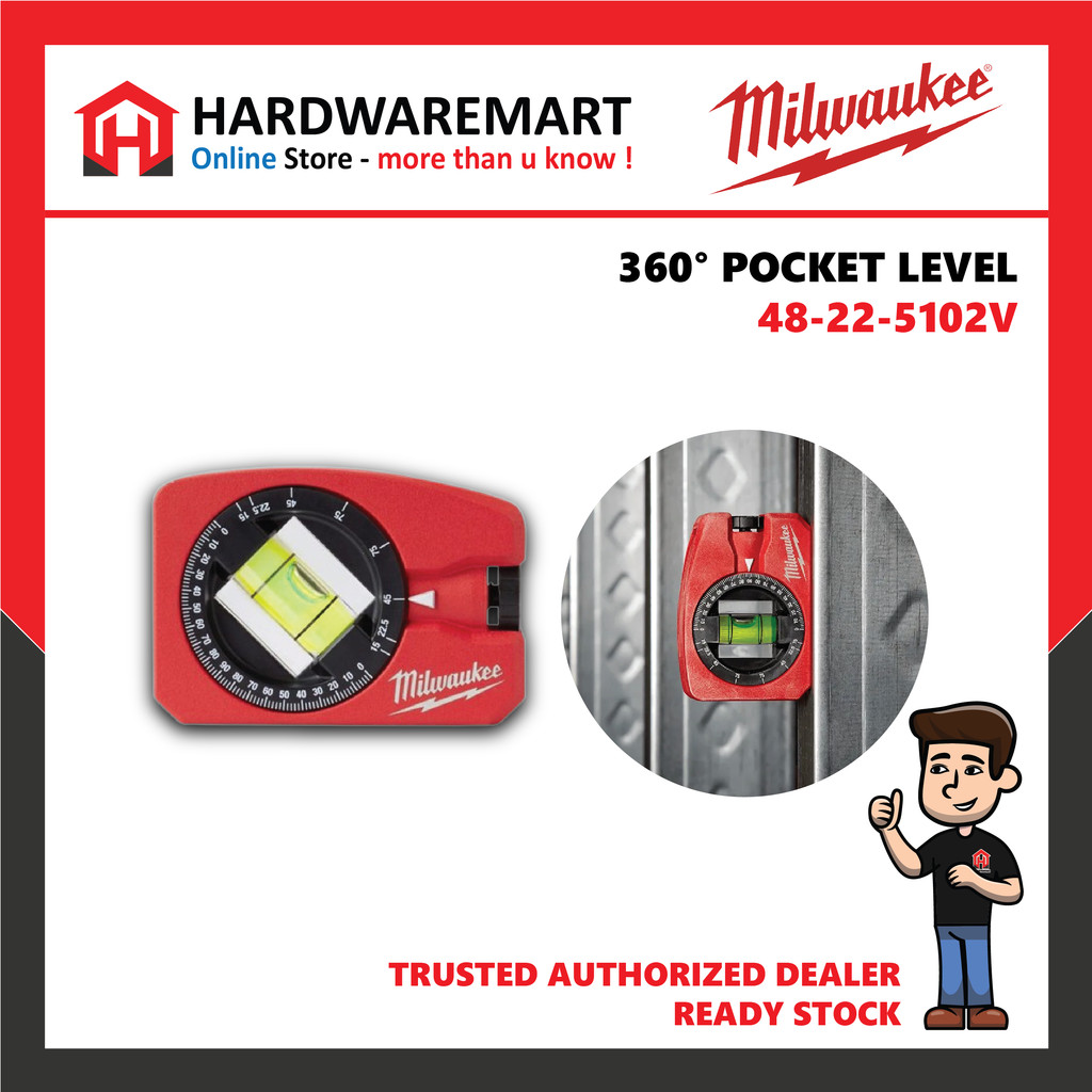 MILWAUKEE 48-22-5102 360° Pocket Level With Magnet Amplified rare-earth ...