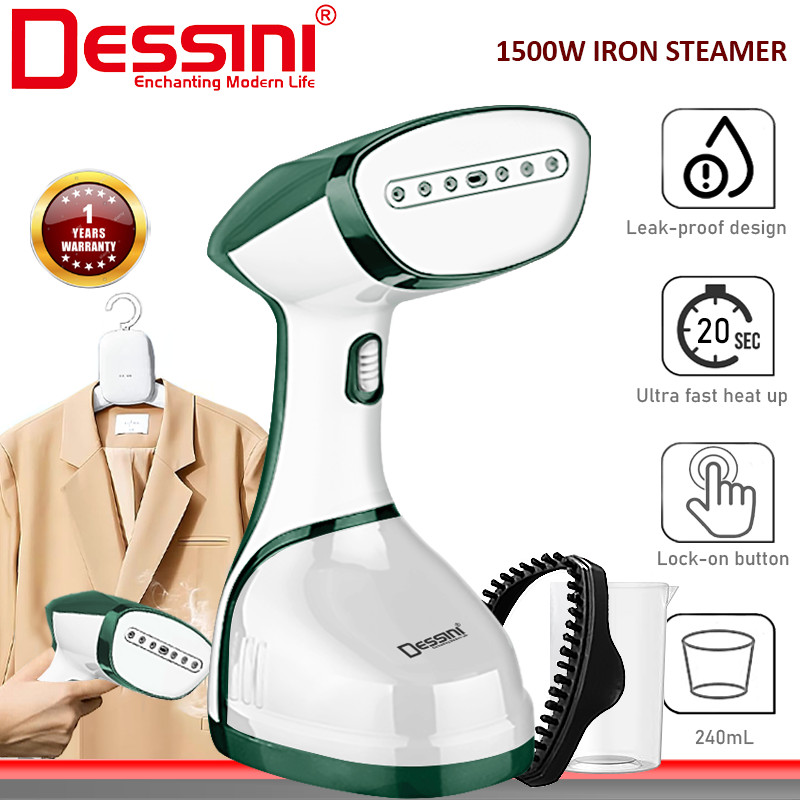 DESSINI ITALY 1500W Electric Ceramic Soleplate Garment Steam Iron ...