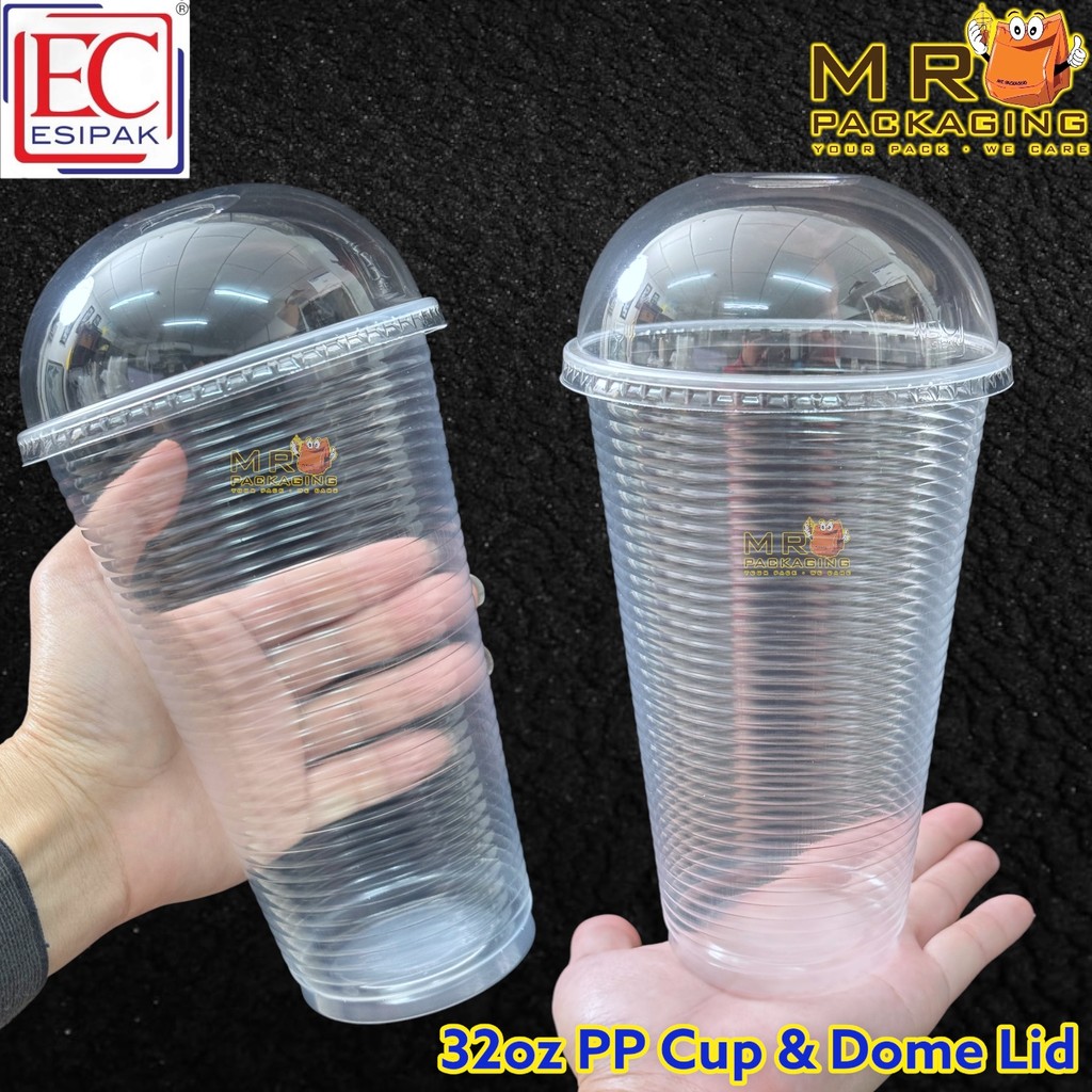 EC 32oz PP Cup with Dome Lid [ 50pcs ] A32 - Disposable Plastic Cup A ...