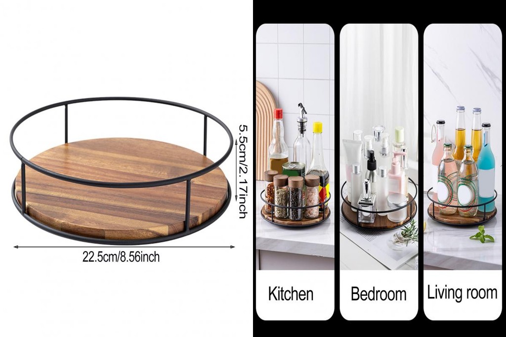 HD| Condiment Spinner Rack Spice Rack Organizer 360-degree Rotation ...