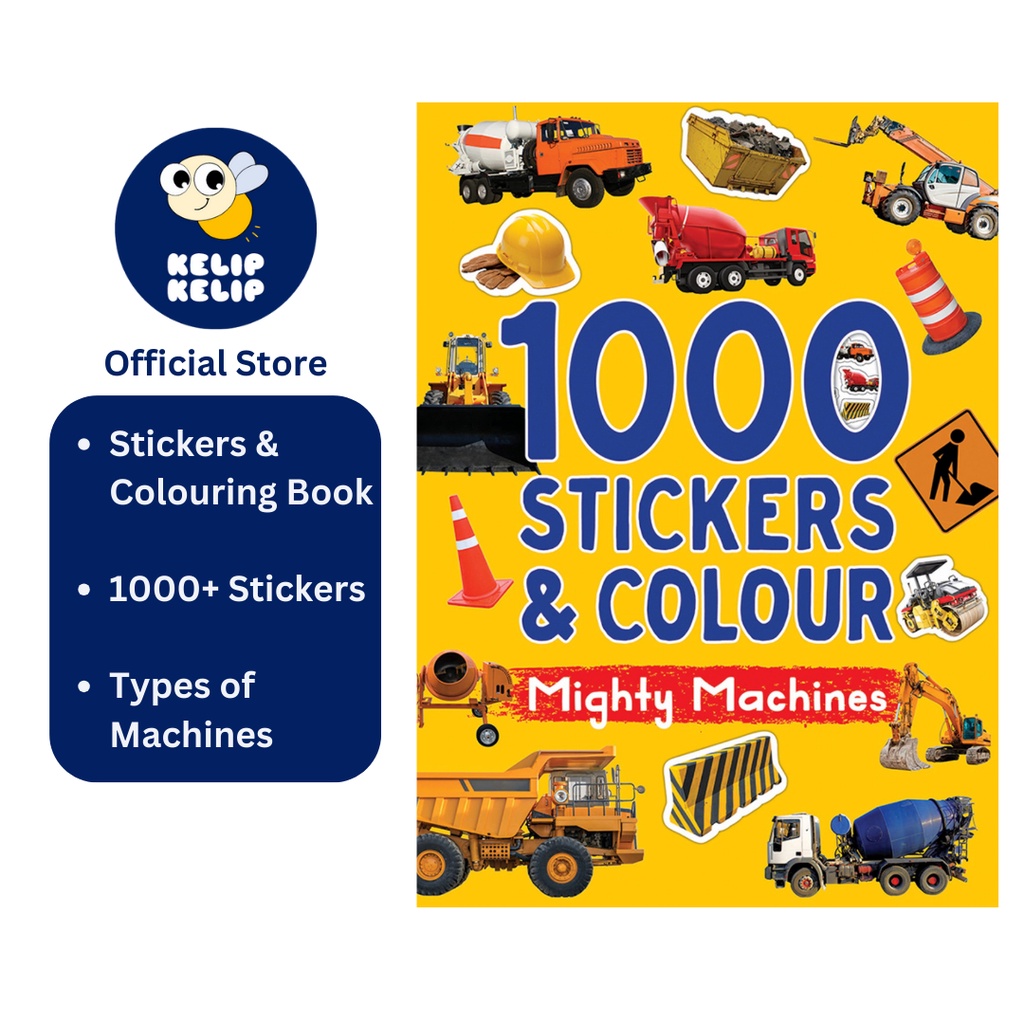Mighty Machines 1000 Stickers & Colouring Book For Kids To Color With ...