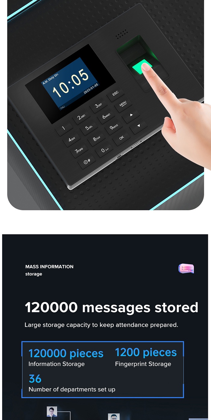 Deli Fingerprint Attendance Machine Time Recorder Clock Factory Office ...