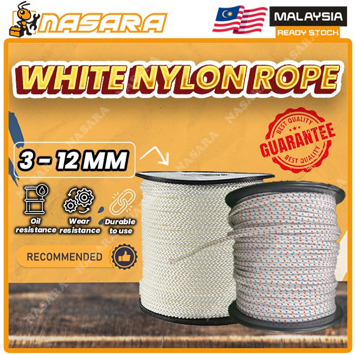 Nasara 3mm - 12mm White Braided Nylon Rope Roll Polypropylene Engine Starter Rope / Tali Nilon ...