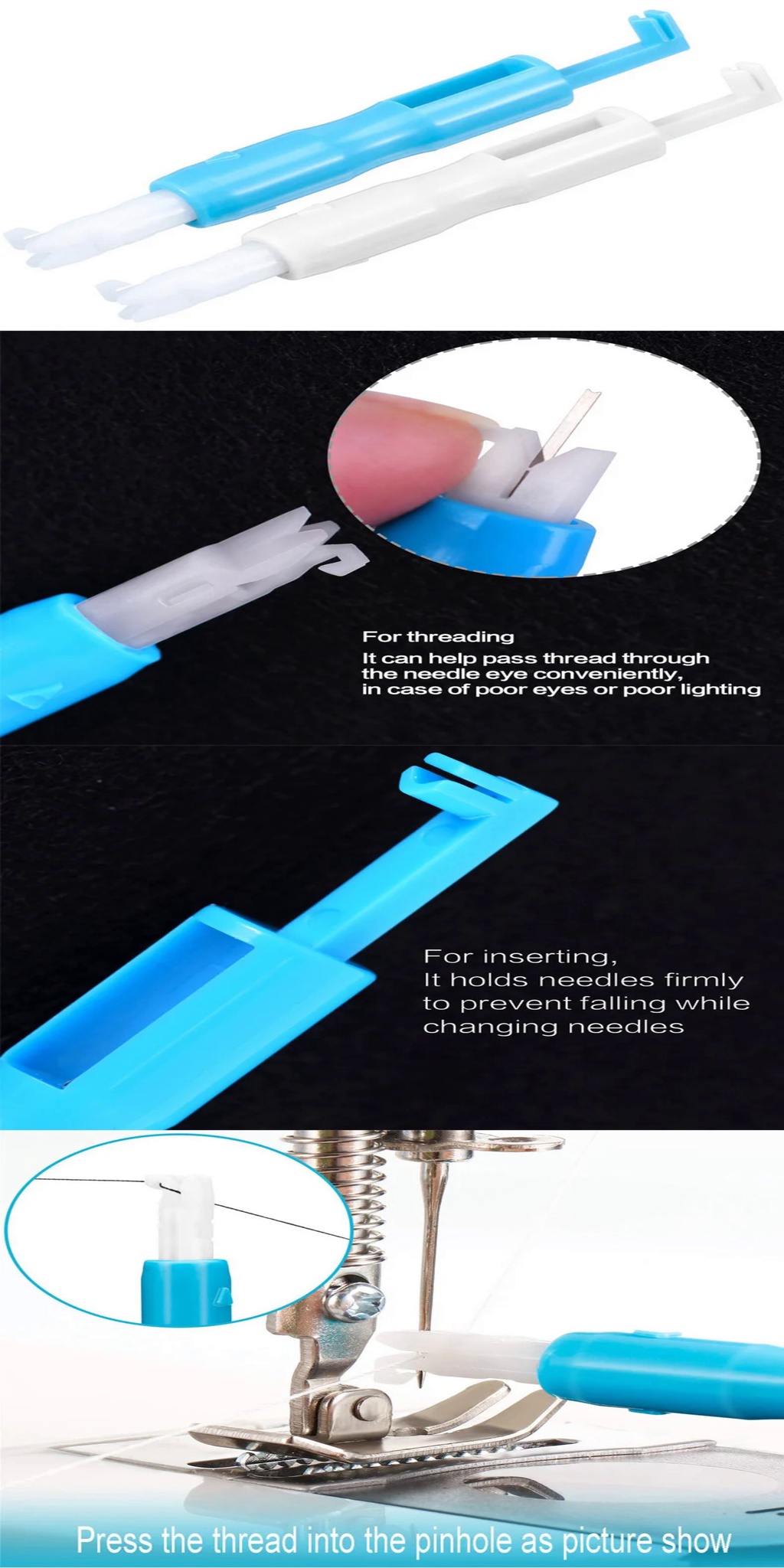 Sewing Machine Needle Threader & Inserter Mata Nenek Alat Masuk Benang ...
