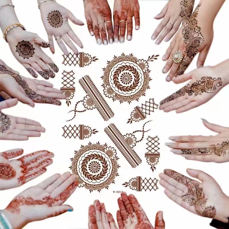 Waterproof Henna Tattoo Red Henna Stickers for Hand Fake Tattoo for ...