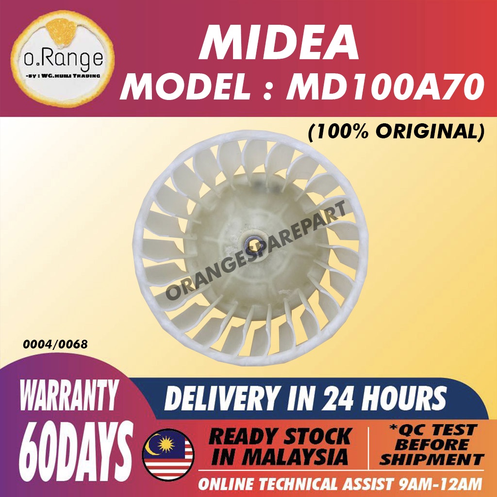 (100% ORIGINAL) MD100A70 MIDEA Washing Machine Dryer Fan Blade Roller ...