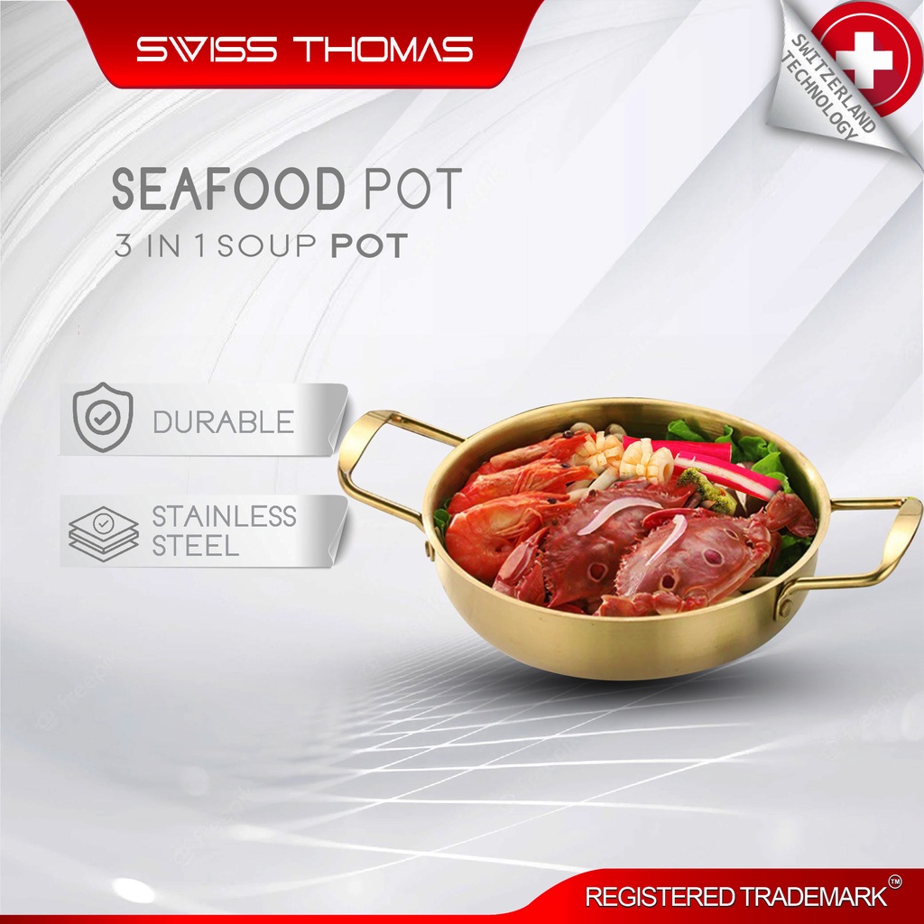 Stainless Steel Seafood Pot Home Cooking Pot Pan Picnic Snack Plates ...
