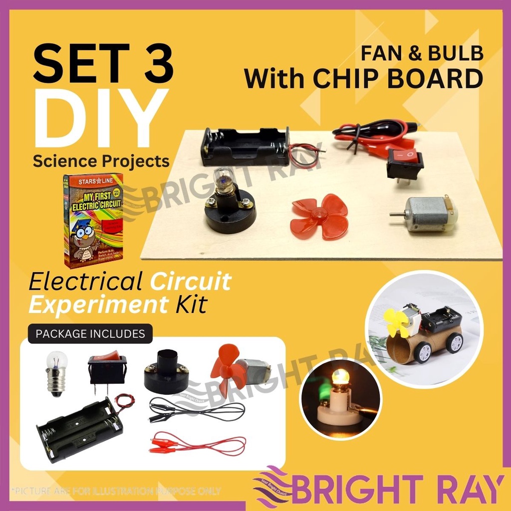 SET 3 Students Electrical Circuit School Electronic Kits Experiment Set ...