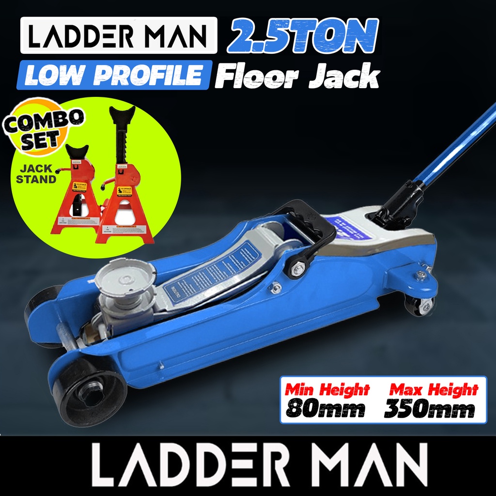 LADDERMAN 2.5 Ton Low Profile Hydraulic Floor Jack With Jack Stand Jet ...