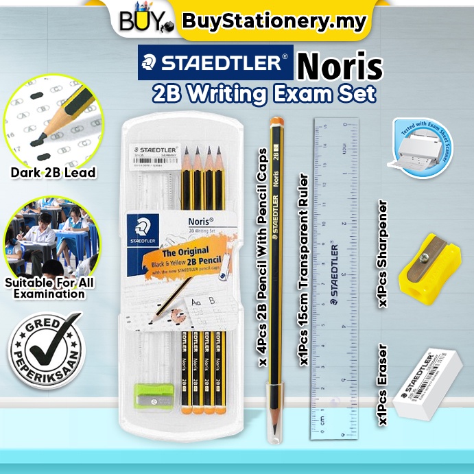 Staedtler Noris 2B Writing Set Stationary Set School Exam Kit -(BOX ...