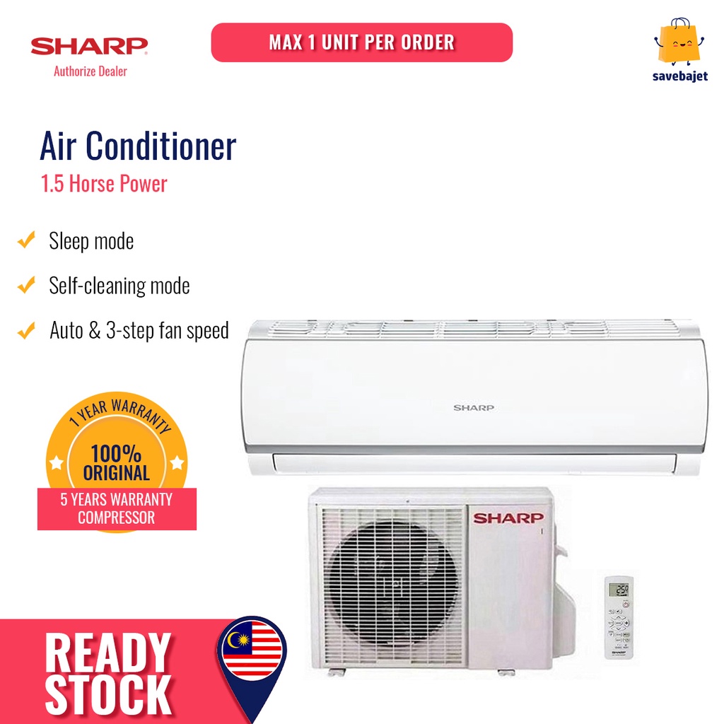 SHARP Air Conditioner R32 Full Set (1.5HP) AHA12WCD2 | Shopee Malaysia