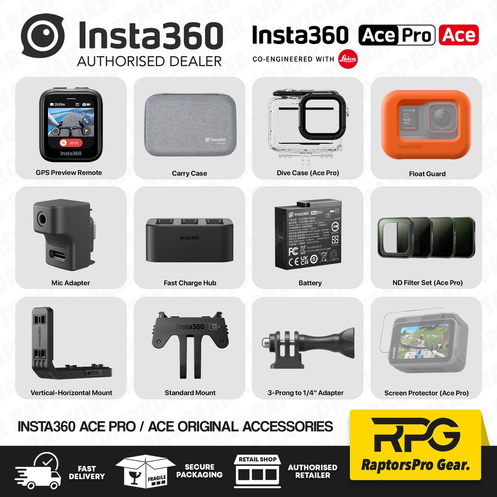 [READY STOCK] - Insta360 Ace Pro / Ace Original Accessories (Battery/Fast Charge Hub/GPS Preview ...