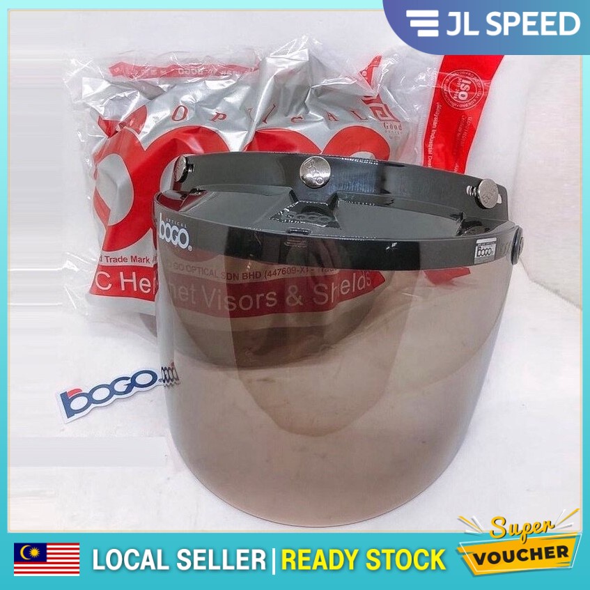 ORIGINAL BOGO VISOR HELMET BG-05 TOPI CERMIN 3 PIN SMOKE TINTED ...