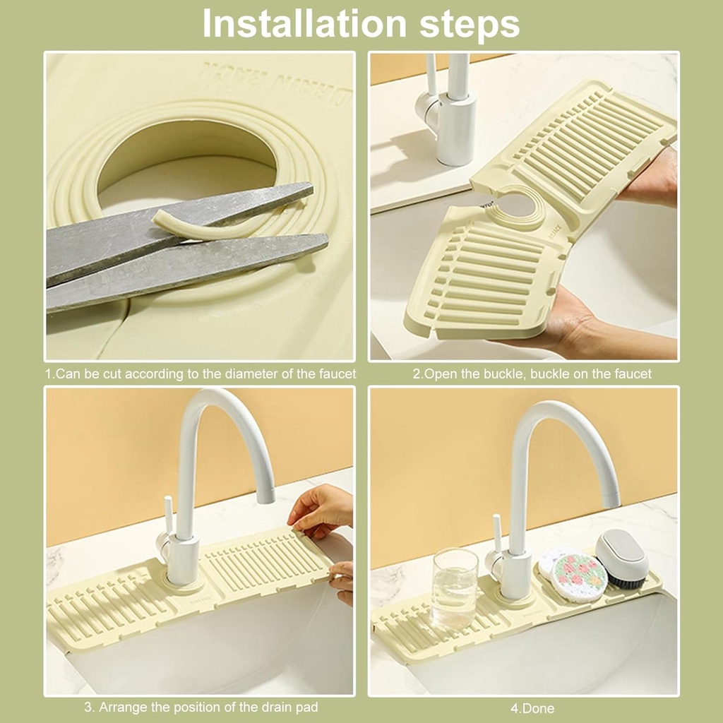 Silicone Faucet Pad Reusable Drying Mat Dish Sponge Drying Mat Draining ...