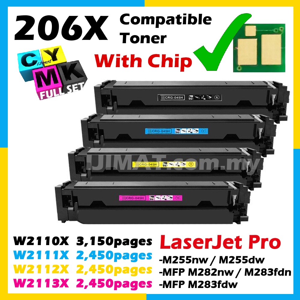 💥WITH CHIP💥 SET 206A W2110A 206X W2110X Compatible Toner HP Color ...