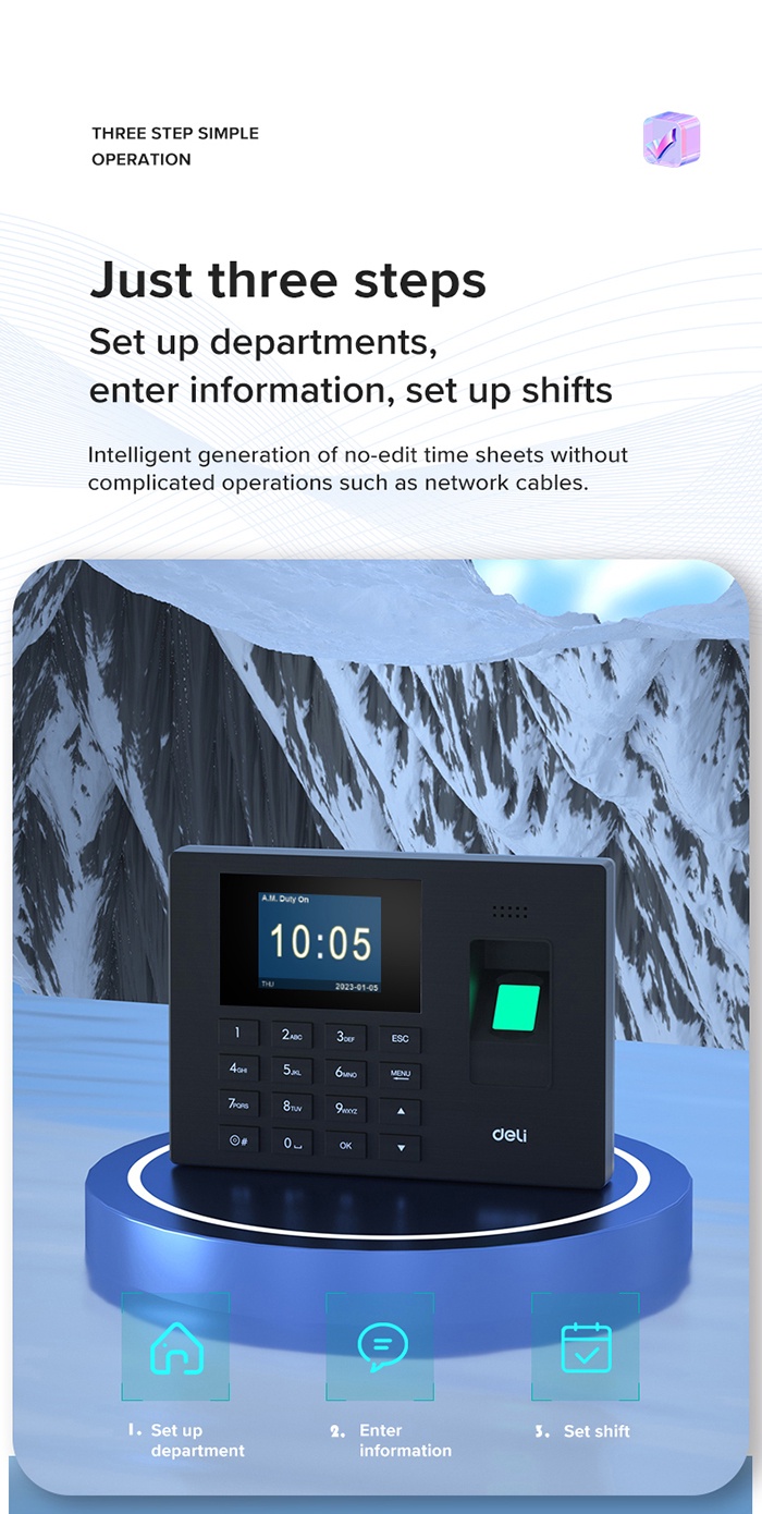 Deli Fingerprint Attendance Machine Time Recorder Clock Factory Office ...