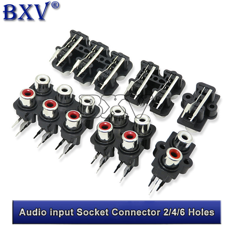 5PCS 2/4/6 Holes RCA Female Stereo Audio Jack AV Audio Input Socket ...
