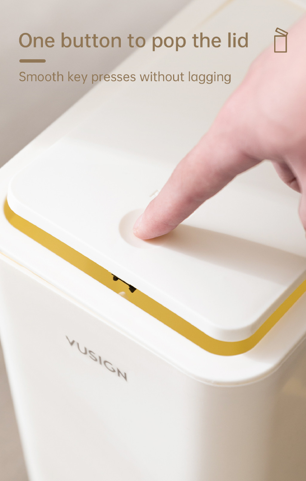 Deli Vusign Nordic Trash Can With Press-Type Cover Rubbish Bin Dustbin ...