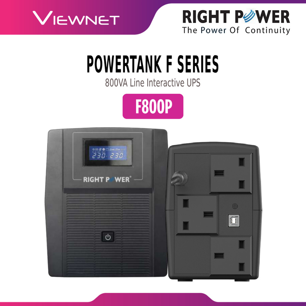 RIGHT POWER 800VA UPS (POWERTANK F800P) AVR AVS AUTOMATIC VOLTAGE ...