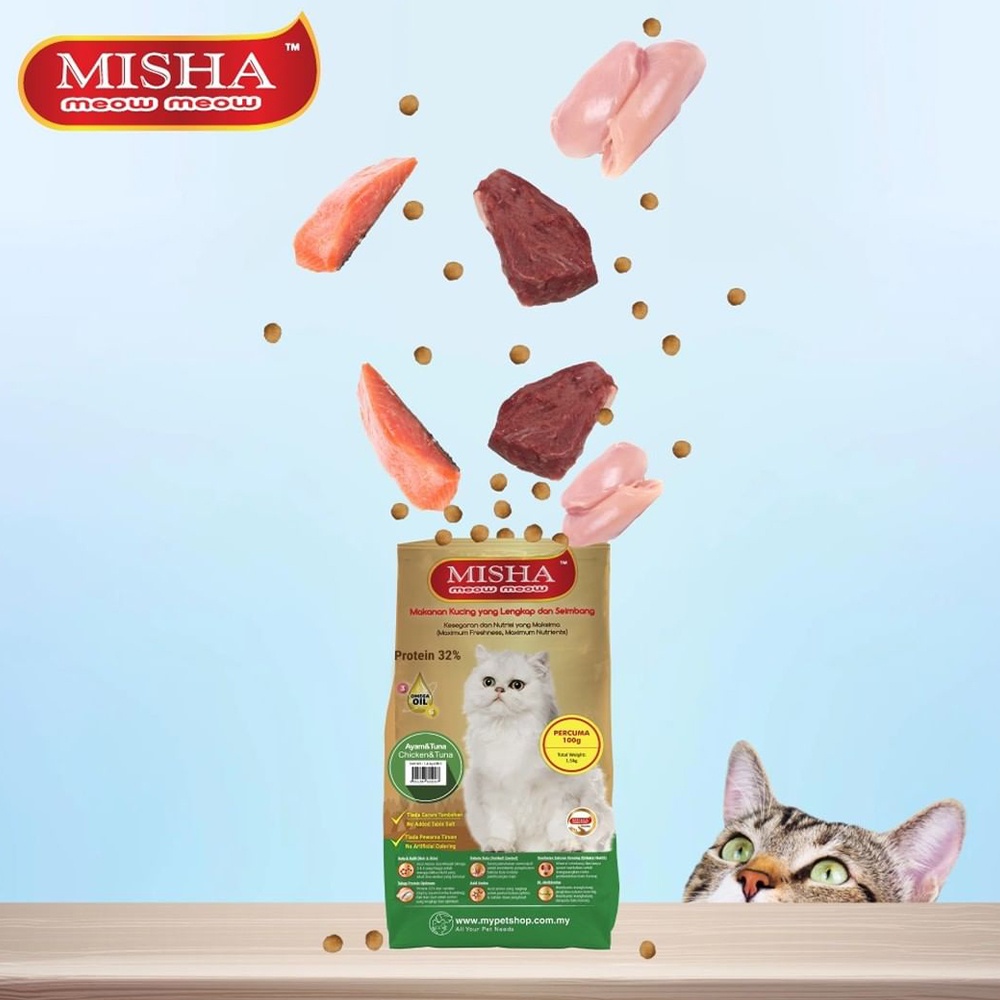 POODEE MISHA 1.5kg Dry Cat Food Ocean Fish Chicken Tuna Seafood Flavor ...