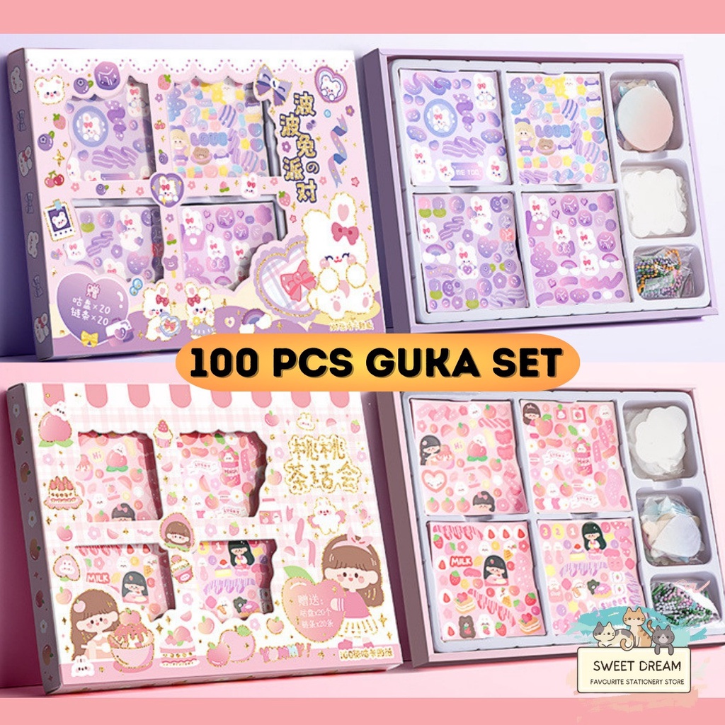 100PCS Pieces GUKA Laser Goo Card Sticker Set Cute Handbook DIY ...