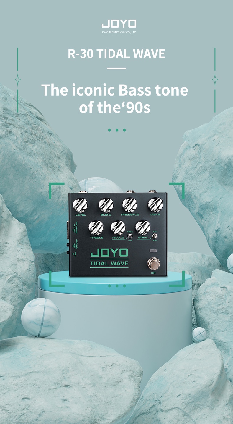 TIDAL WAVE by JOYO R-30: Bass Preamp Guitar Effect Pedal with 3-Band EQ ...
