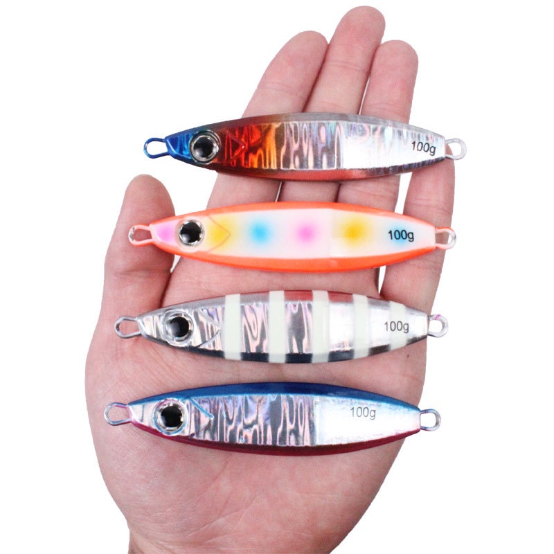 New model luminous 3D eyes 40g 60g 80g 100g sea fishing metal jig lure boat fishing metal jig ...