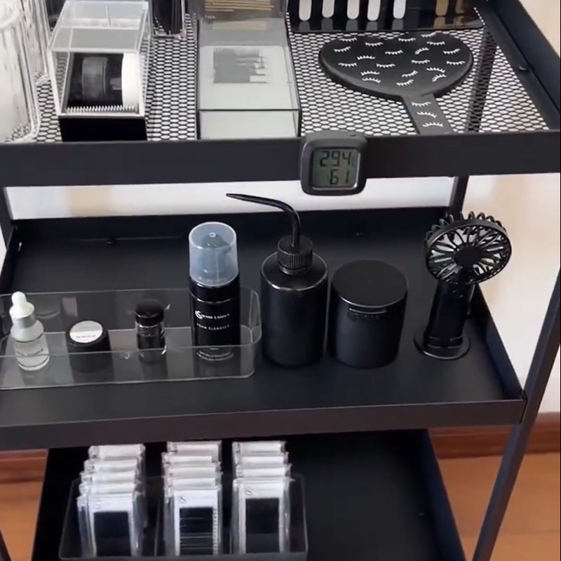 Multi-functional Eyelash Tool Storage Cart 3-tier Plastic Rolling ...