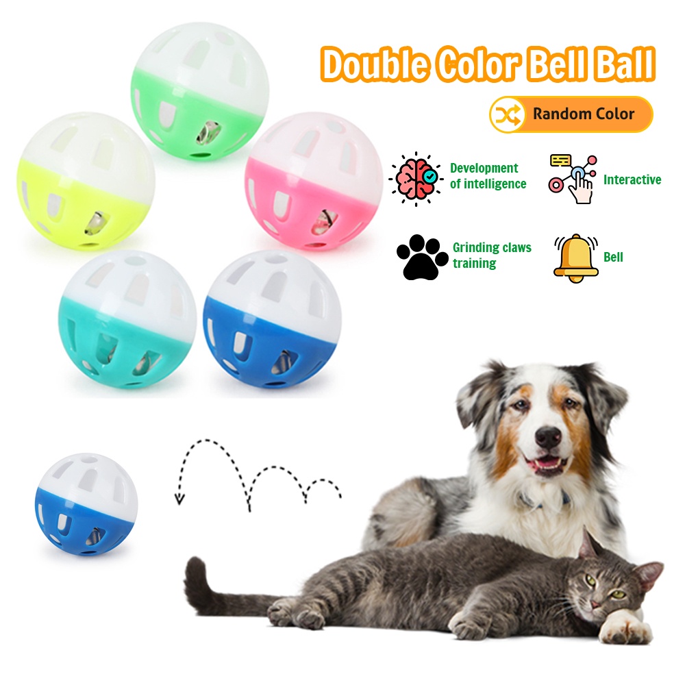 CATQUEEN Pets Bola Kucing Pets Dog Cats Toy Ball Hallow Tinkle Bell ...