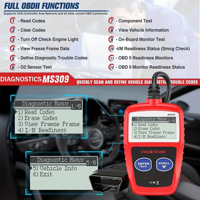 OBD2 Scanner Car Live Data and Battery Tester Engine Trouble Code ...