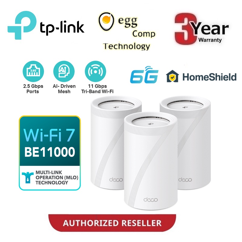 TP-LINK BE65 BE11000 WIFI 7 TRI-BAND WHOLE HOME AI-DRIVEN MESH WIFI ...