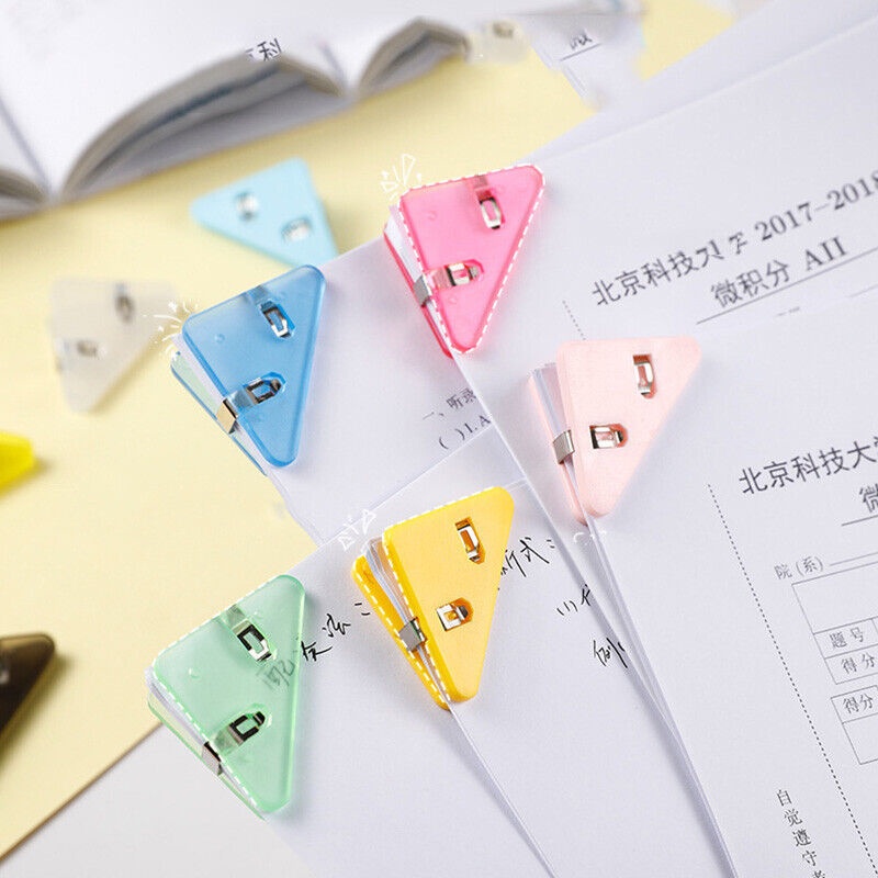 Cute Triangle Side Corner Clip Paper Clamp Page Holder Organizer ...
