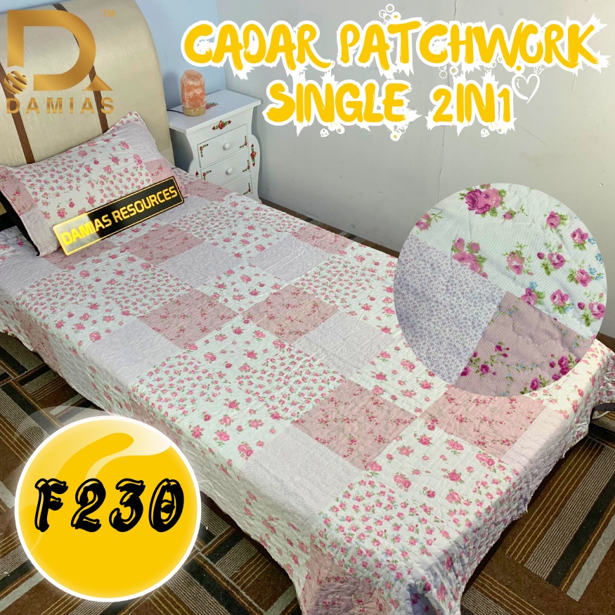 2 in 1 Set Single Patchwork Cadar Bedsheet Ready Stok Tidak Mudah Kedut Set Katil Bujang ...