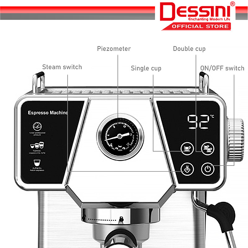 DESSINI ITALY 20 Bar 1.8L Espresso Coffee Maker Brew Froth Cappuccino ...