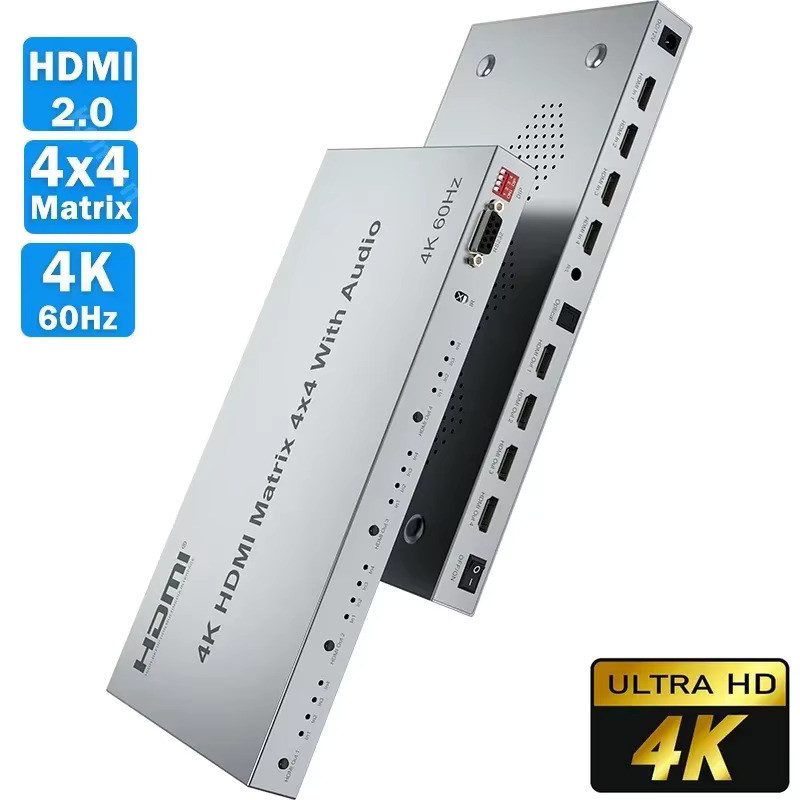 4K 30Hz/60Hz HDMI Matrix Switcher 4x4 with optical Audio Extractor ...